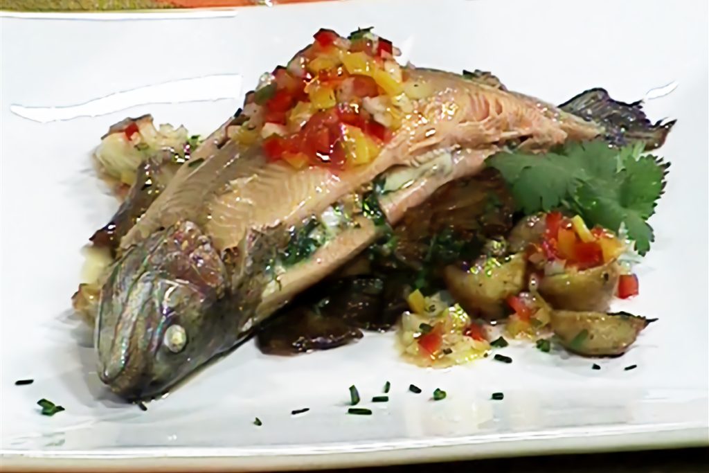 Trucha rellena con hongos grillados - El Gourmet