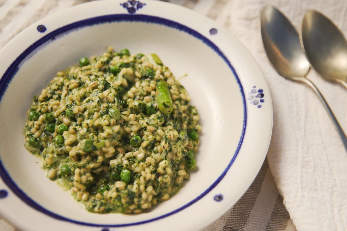 Risotto verde de cebada - El Gourmet