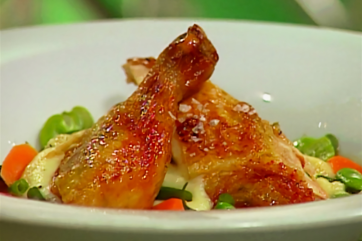 Pollo al horno glaseado con miel de maple y puré de papa - El Gourmet