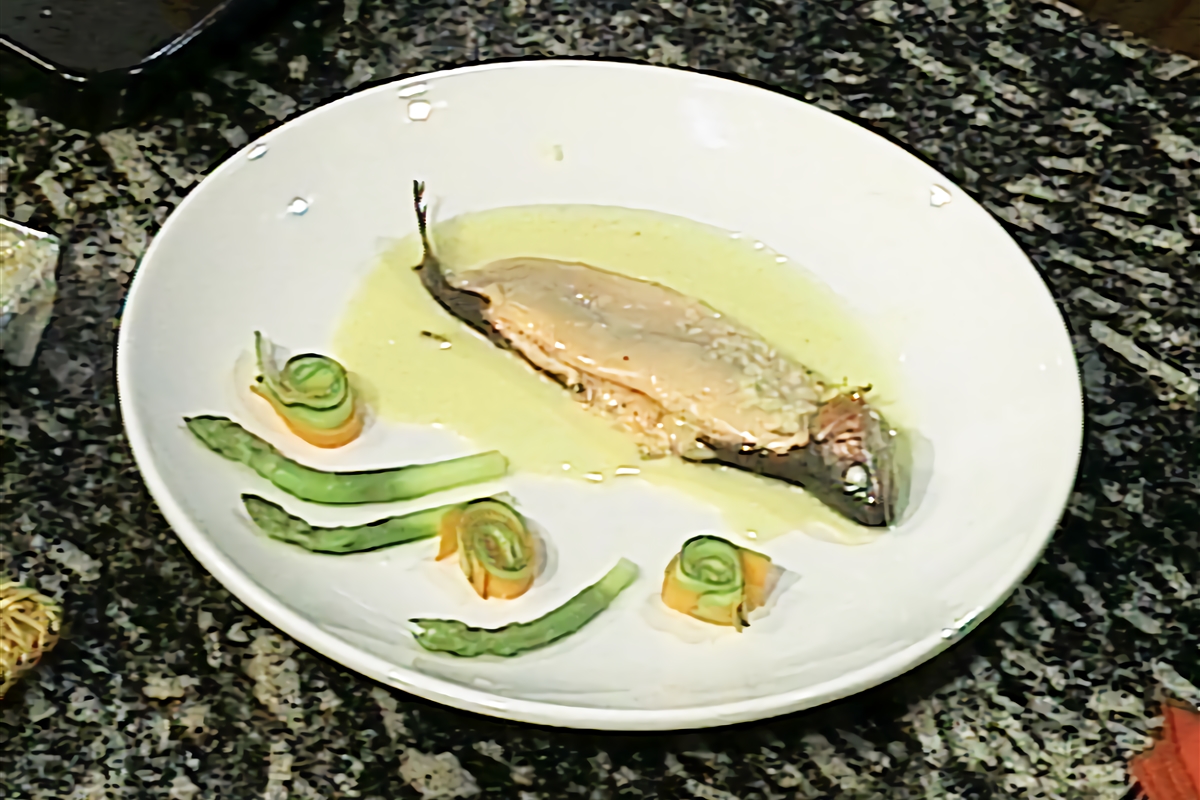 Trucha rellena con mousse de verduras - El Gourmet