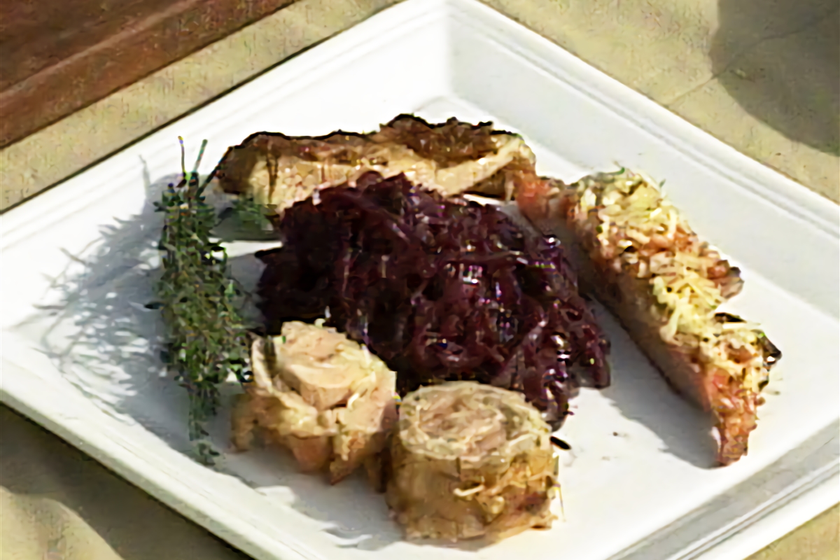 Matambre de cerdo con milhojas de batatas y mozzarella - El Gourmet